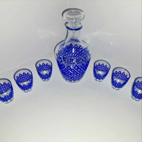 Dining | Vintage French Brandy Decanter With 6 Shot Glasses | Poshmark